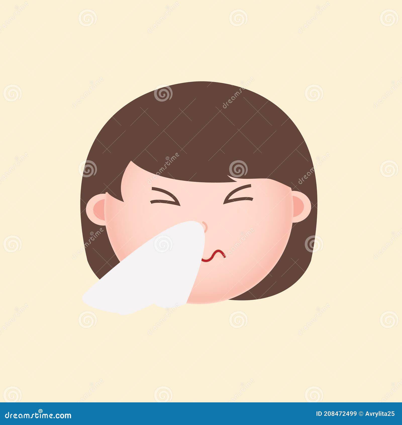Cute Girl Head Sick Flu Emoji Cartoon Illustration Vector Stock Vector ...