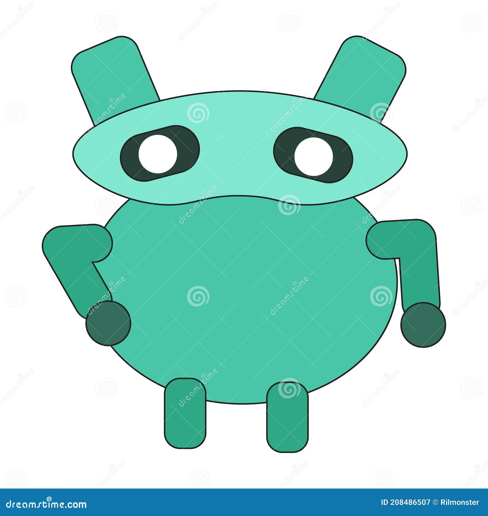 Funny Cute Green Creature Cartoon Illustration Vector Stock Vector ...