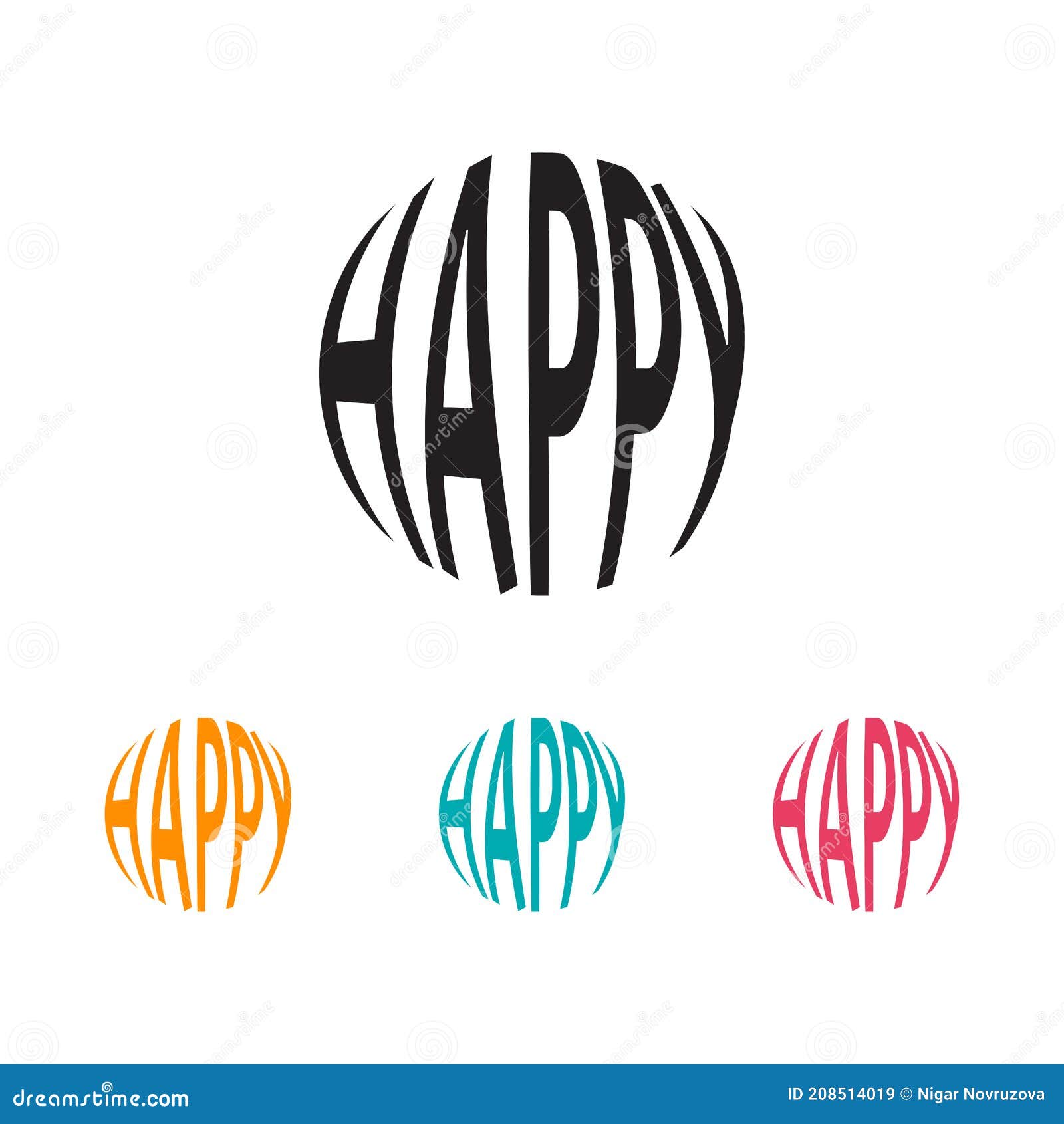 Happy Text in Circle Shape Vector Illustration Stock Vector ...