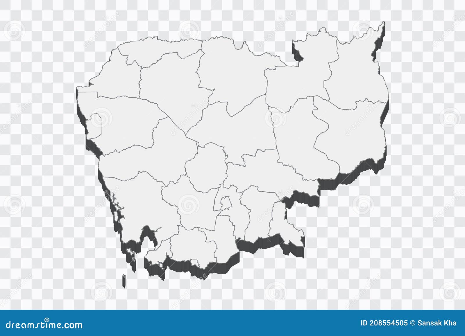 3D Map Illustration of Cambodia Stock Vector - Illustration of white ...