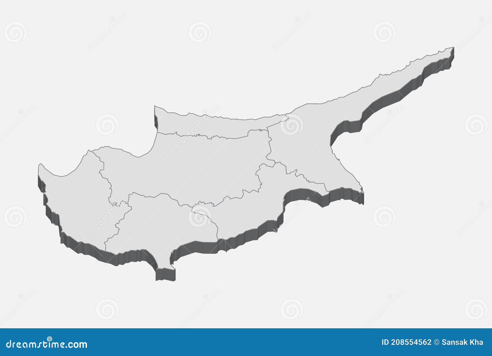 Cyprus Map Design With 3D Style. Blue Cyprus Map And National Flag ...