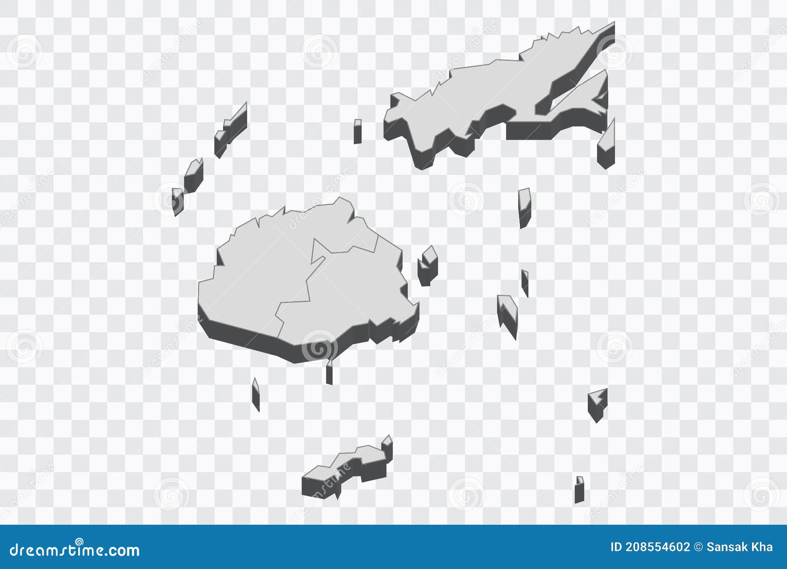 3D Map Illustration of Fiji West Stock Illustration - Illustration of ...