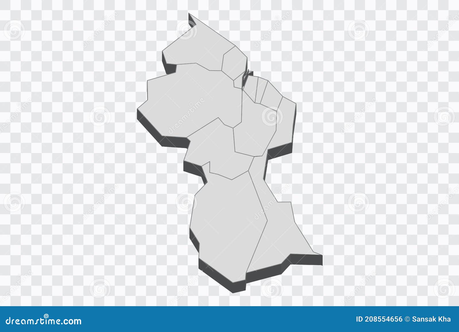3D Map Illustration of Guyana Stock Vector - Illustration of closeup ...