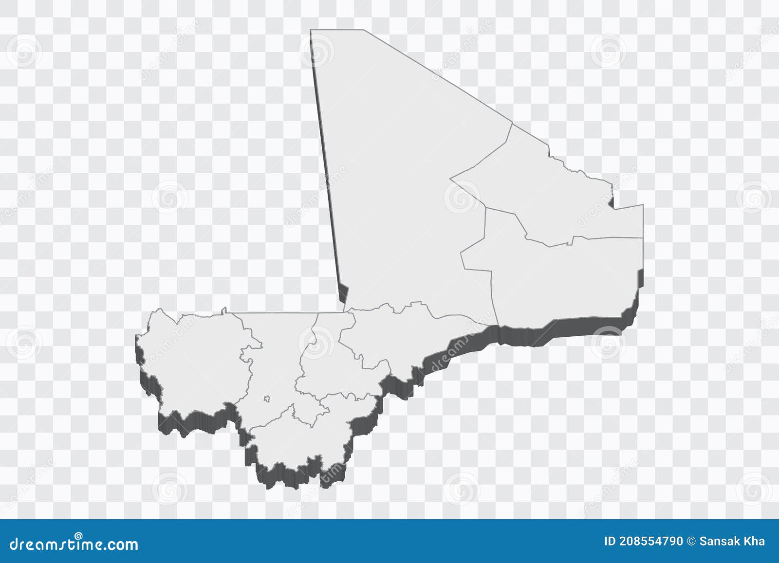 3D Map Illustration of Mali Stock Vector - Illustration of geography ...