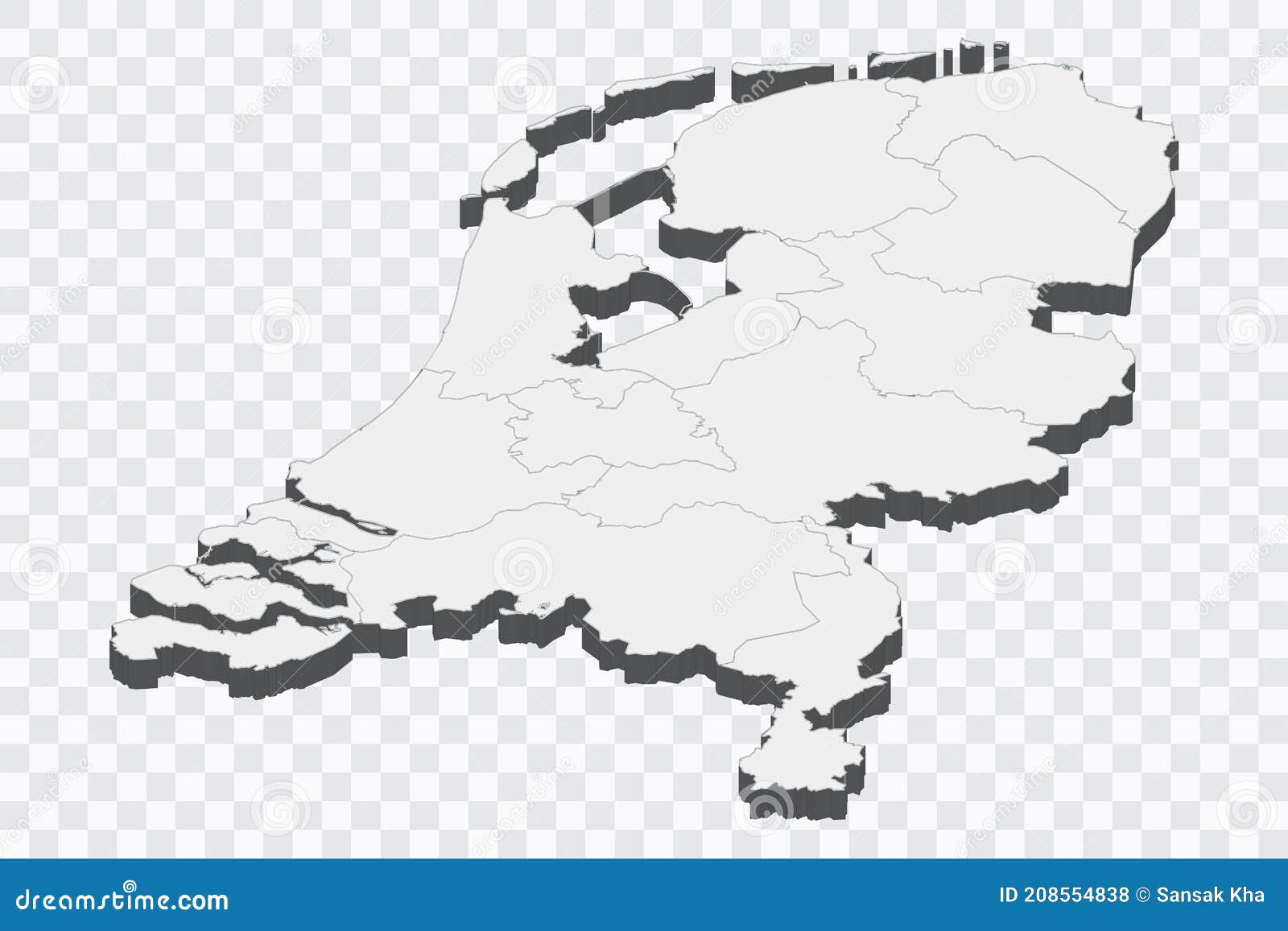 Netherlands Marked By Blue In Grey Political Map Of Europe. Vector ...