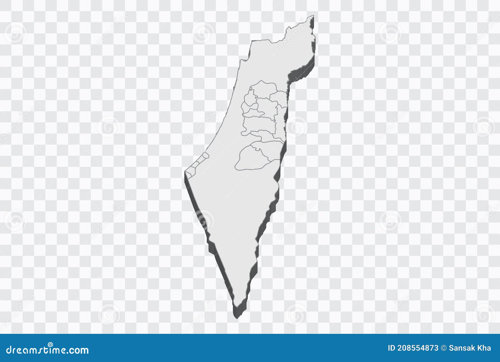 Palestine Map Design With 3D Style. Blue Palestine Map And National ...