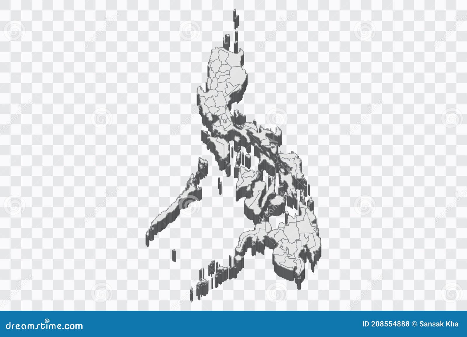 Philippines Map Design With 3D Style. Blue Philippines Map And National ...