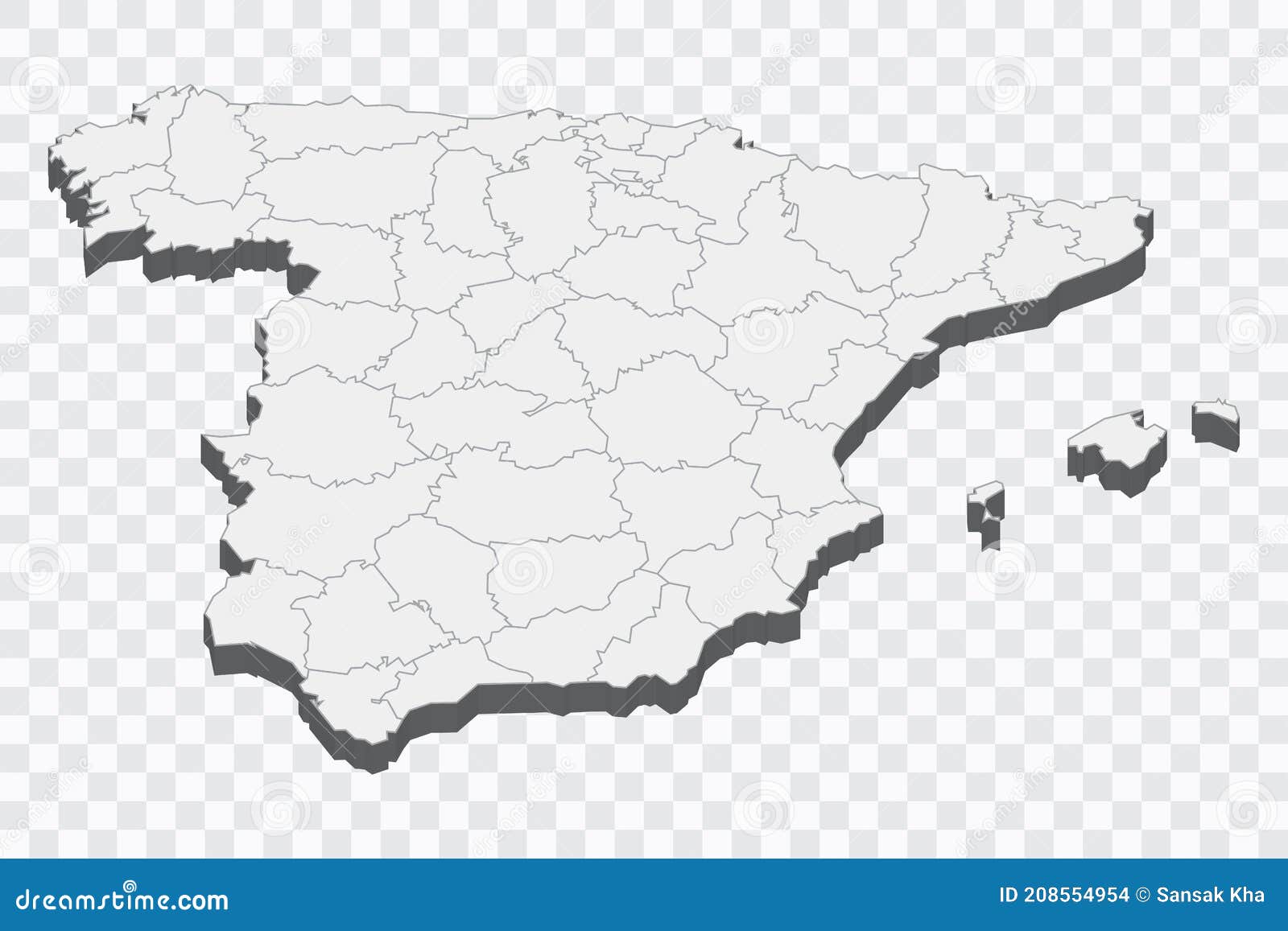 Spain Map Design With 3D Style. Blue Spain Map And National Flag ...