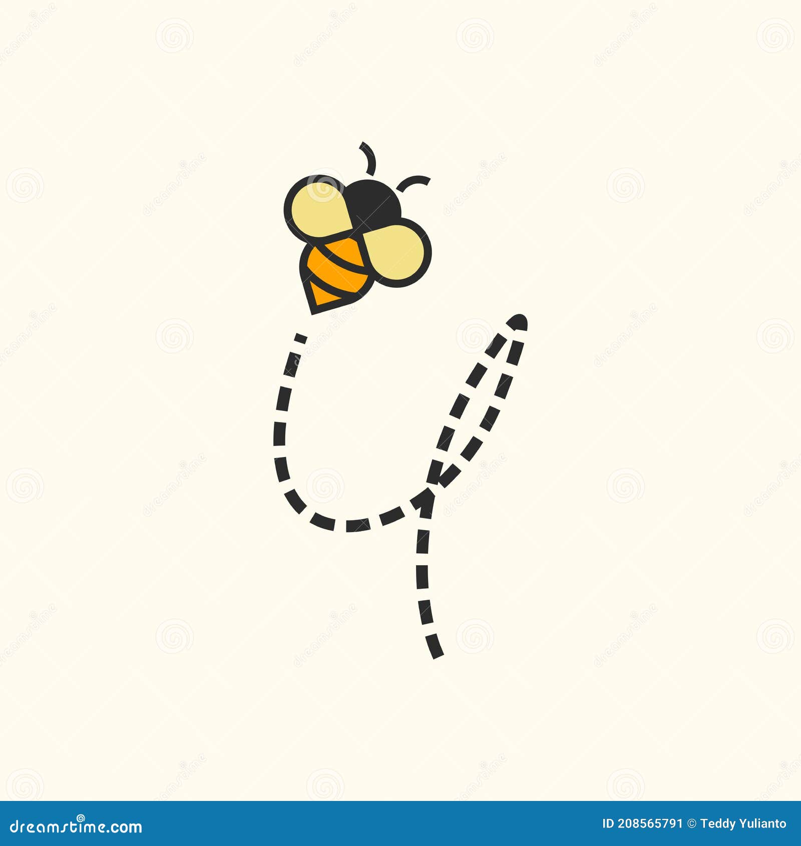 Cute Initial Flying Bee Y stock vector. Illustration of hive - 208565791