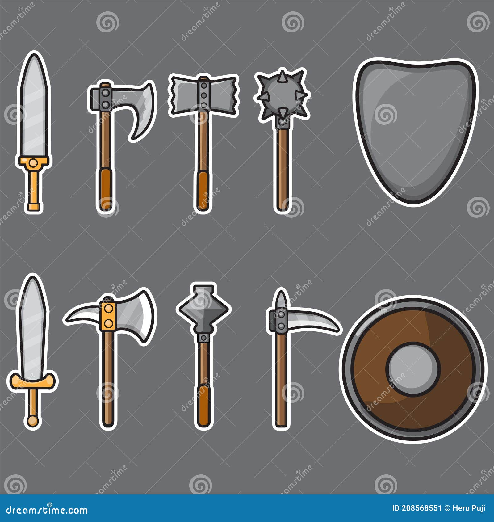 Vector Illustration Medieval Weapon. Medieval Weapon Isolated Cartoon ...