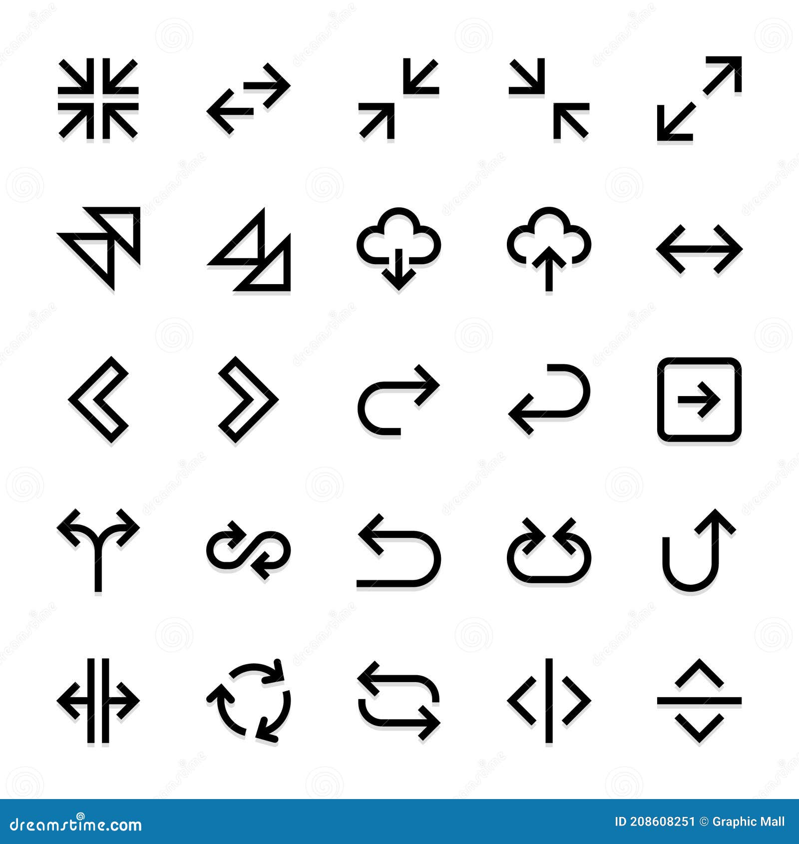 Outline Icons for Arrows Direction. Stock Vector - Illustration of left ...