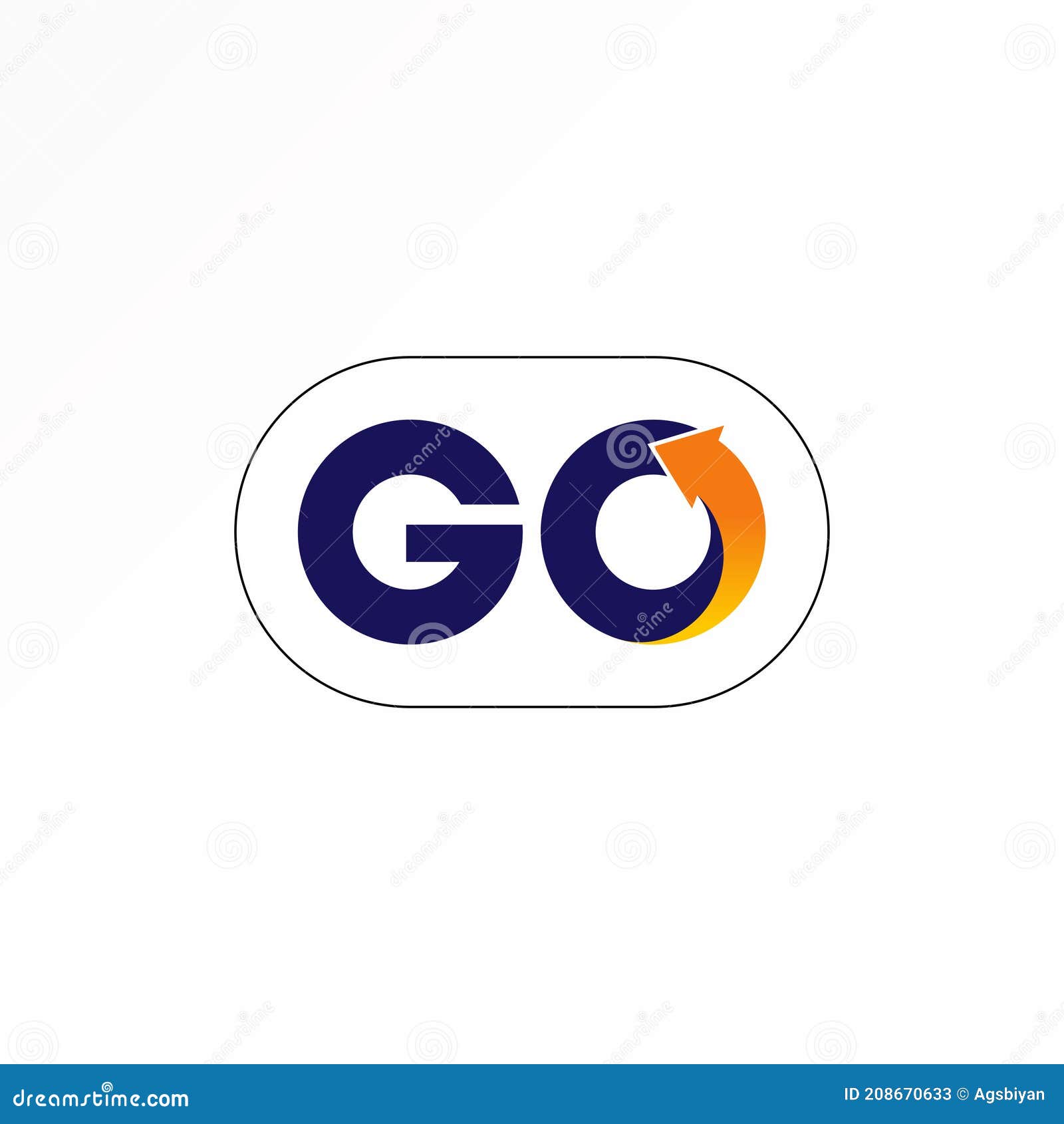 GO Logo. GO Font Design. Arrow Image. Typography Concept. Stock Vector ...