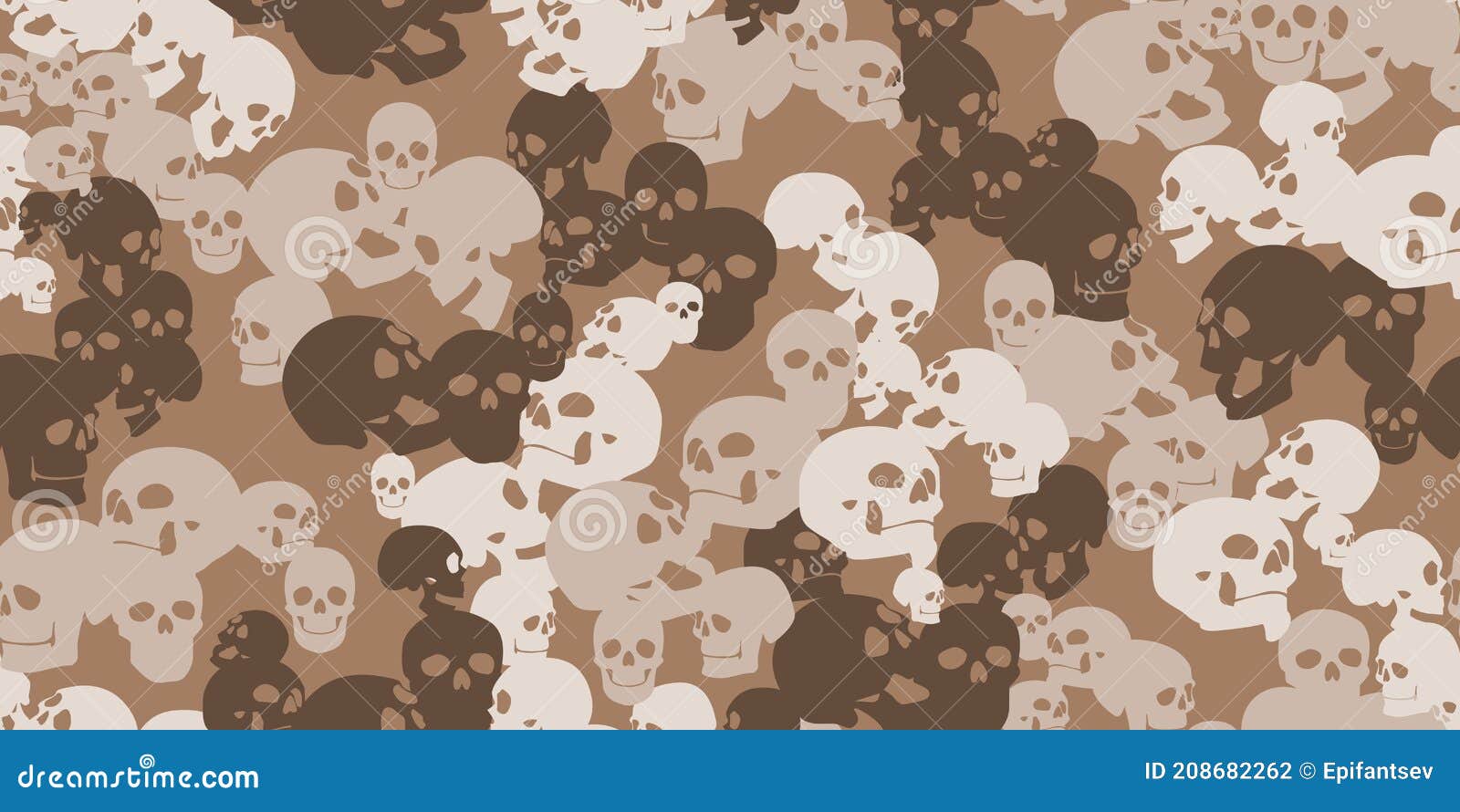 Camo Seamless Pattern with Skulls. Camouflage in Sand Colors. Military ...