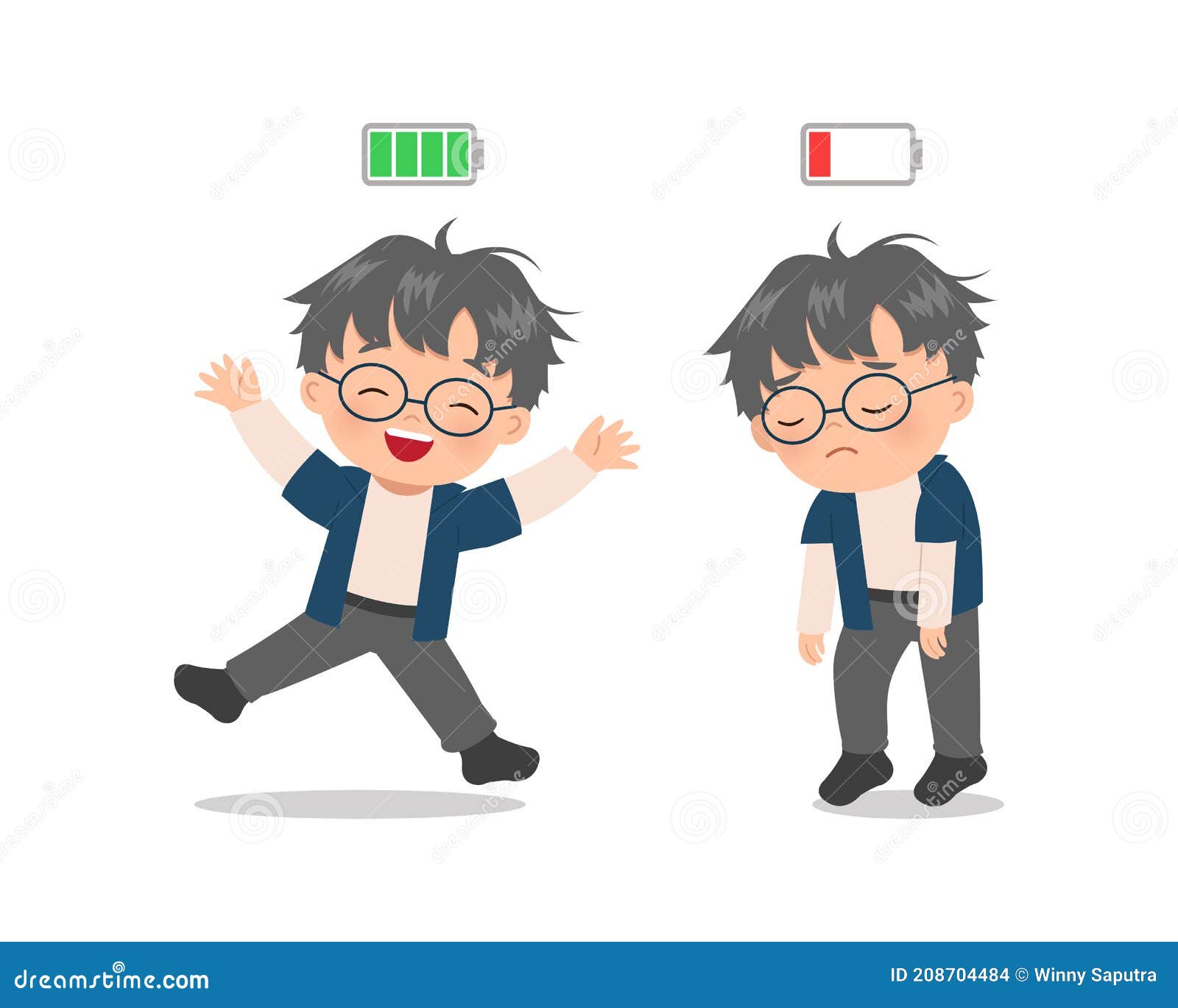 Tired Anime Boy With Drop Of Sweat Vector Illustration In Japanese ...