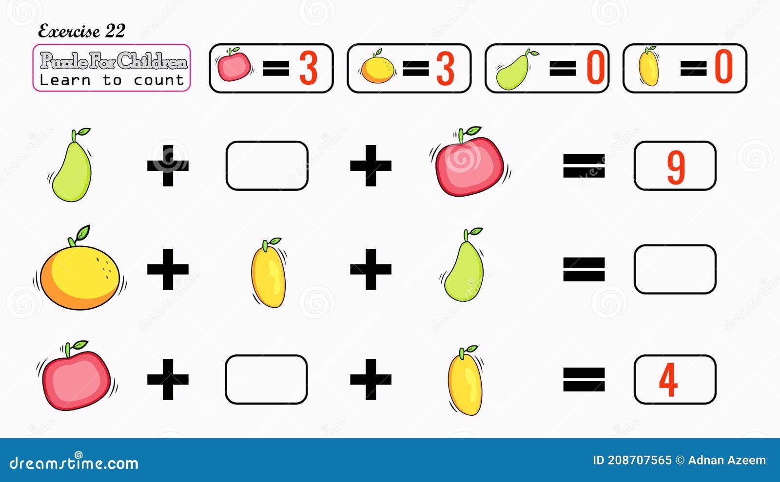 Puzzle To Kids Learn Solve it Children Learning Math Exercise 22 Stock ...