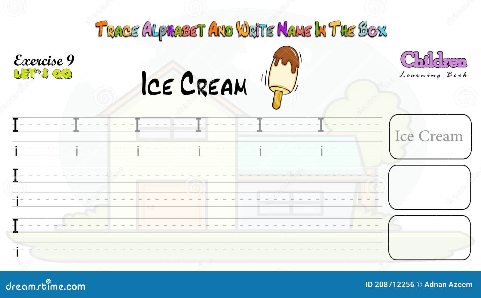 Alphabet Work Sheet for Kids Trace Alphabets and Write Name Ice Cream ...