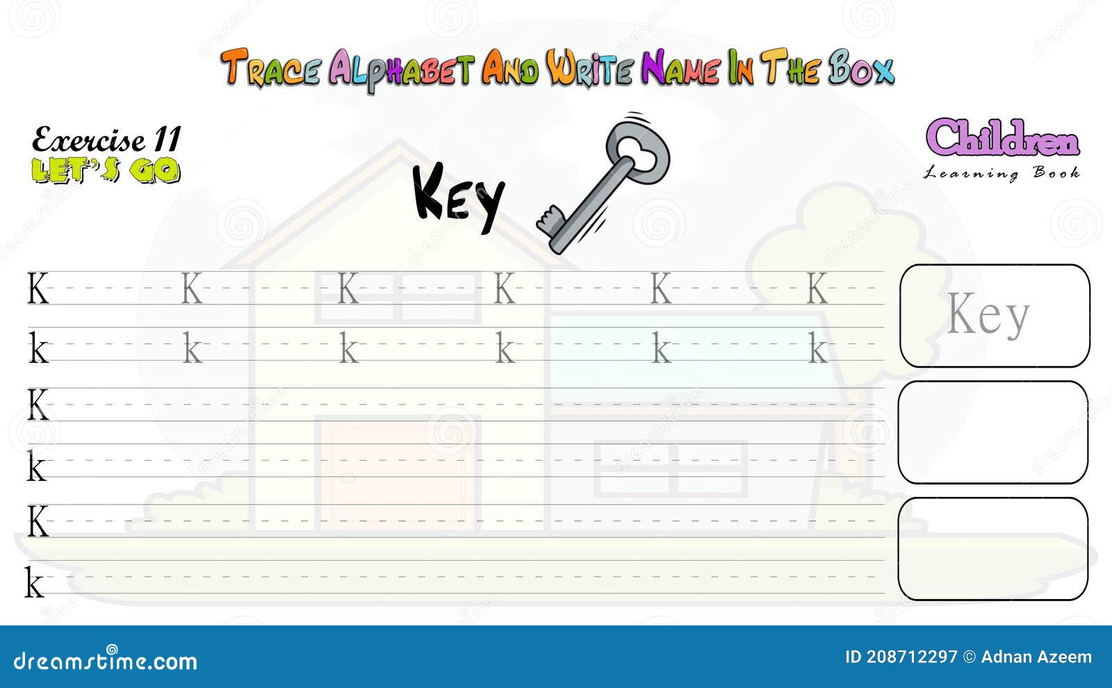 Alphabet Work Sheet For Kids Trace Alphabets And Write Name Key In The ...