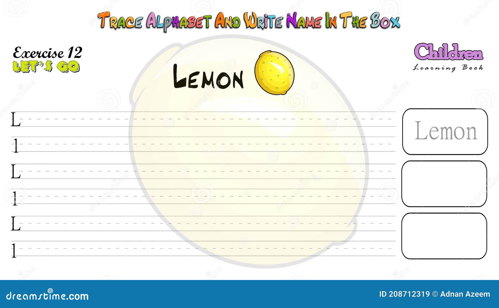 Alphabet Work Sheet For Kids Trace Alphabets And Write Name Lemon In ...