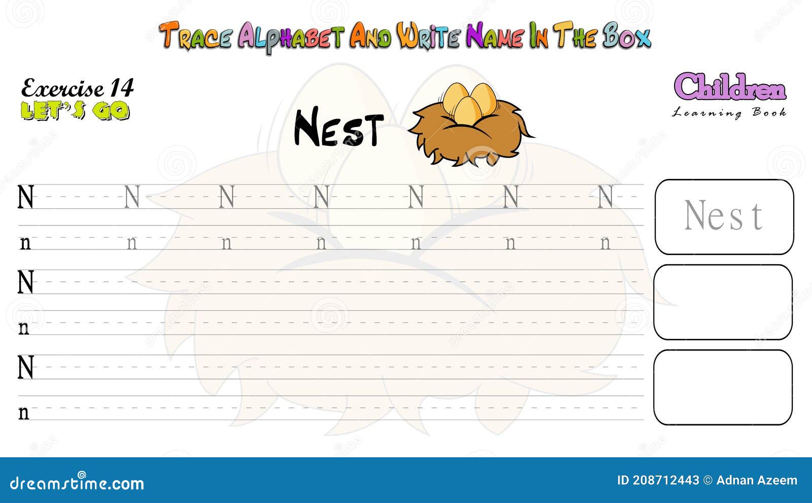 Alphabet Work Sheet for Kids Trace Alphabets and Write Name Nest in the ...