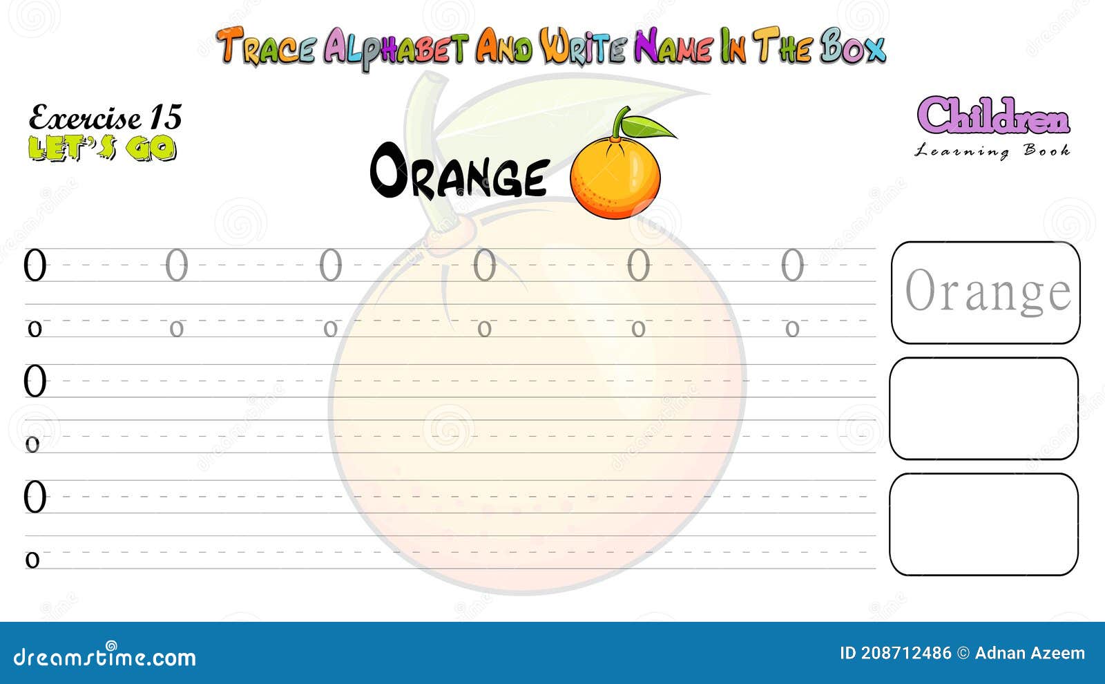 Alphabet Work Sheet for Kids Trace Alphabets and Write Name Orange in ...