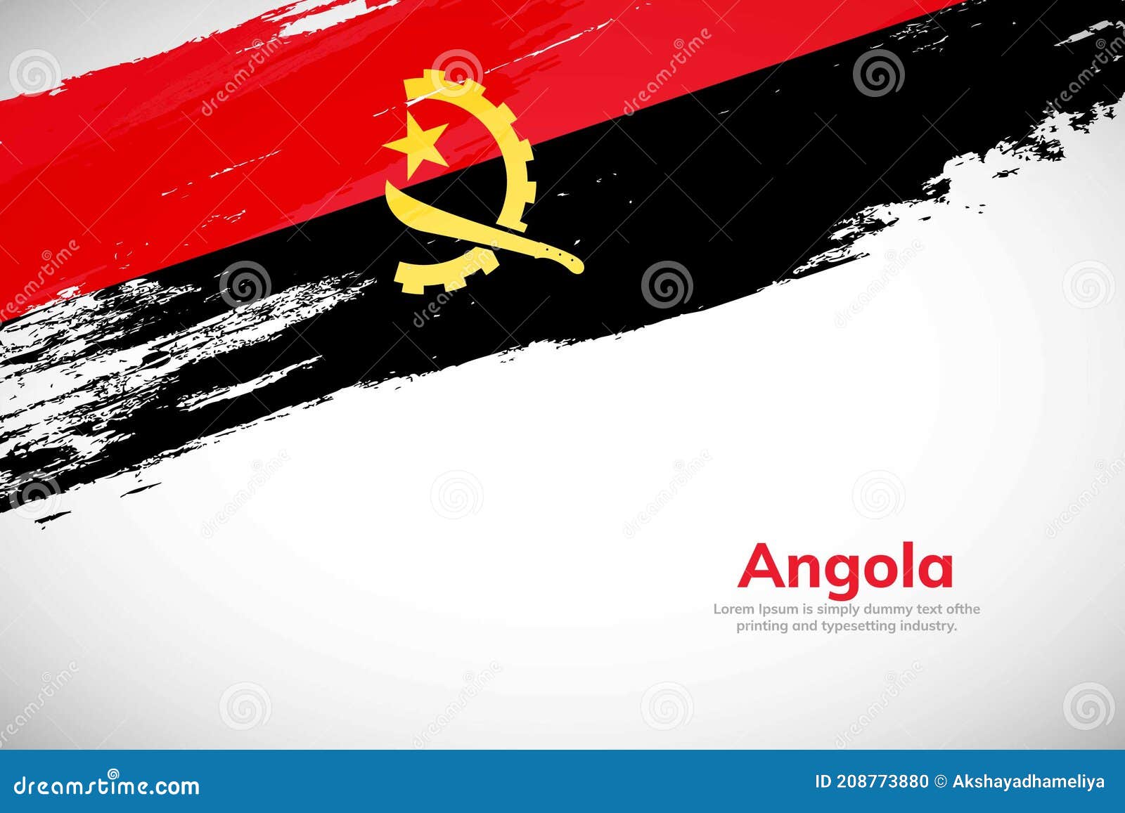 Hand Drawn Flag Style of Angola. Artistic Country Brush Stroke Concept ...