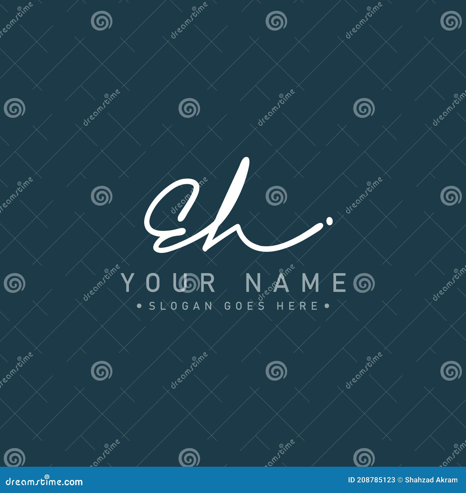 Initial Letter EH Logo stock vector. Illustration of drawn - 208785123