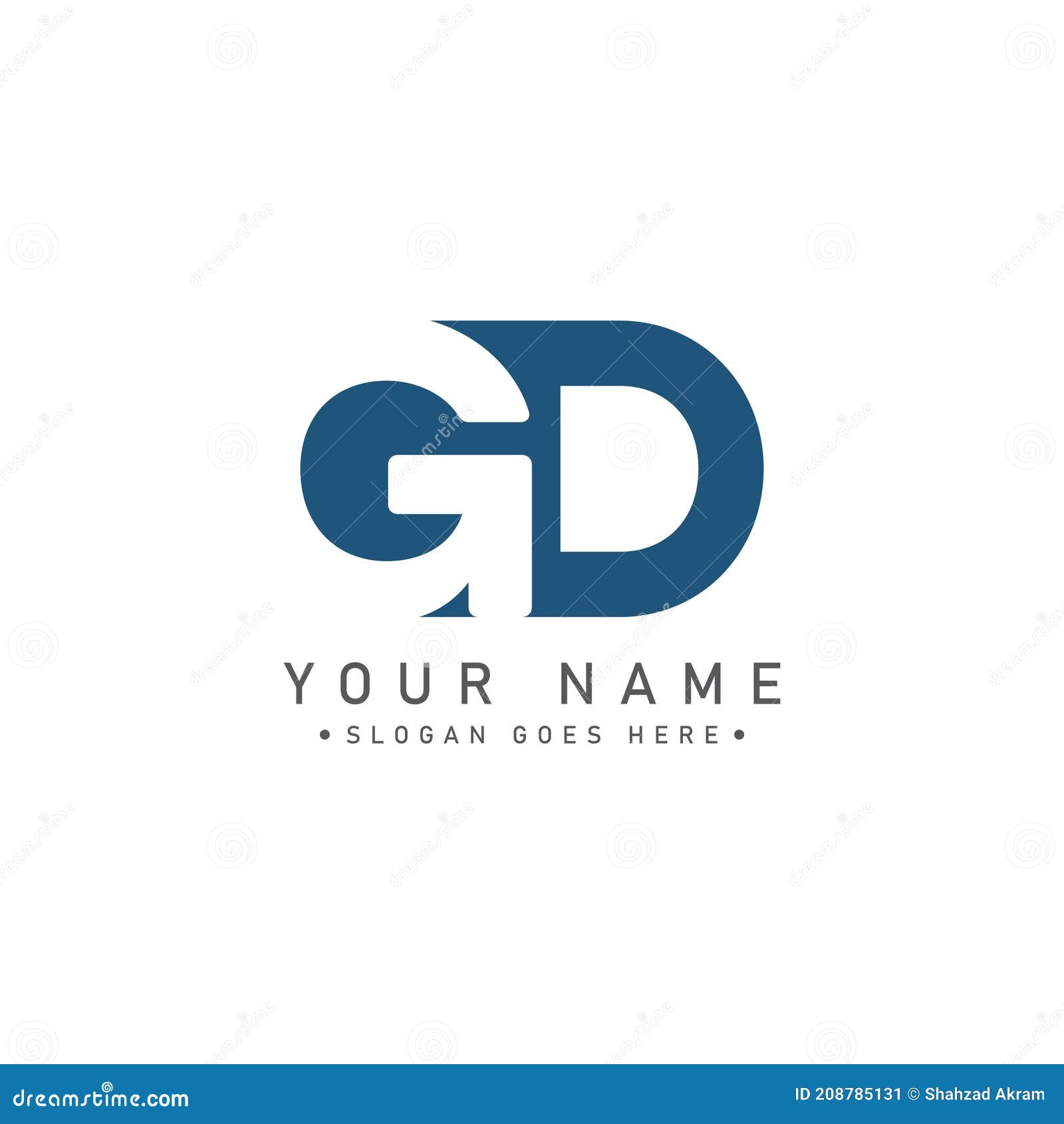 Initial Letter GD Logo - Minimal Vector Design Stock Vector ...