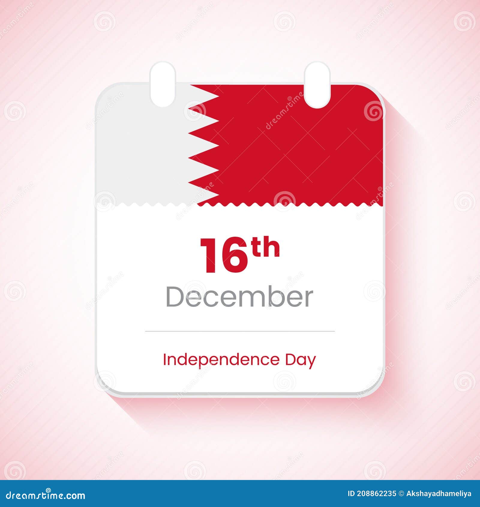 16th December Independence Day of Bahrain. Artistic Calendar Concept ...