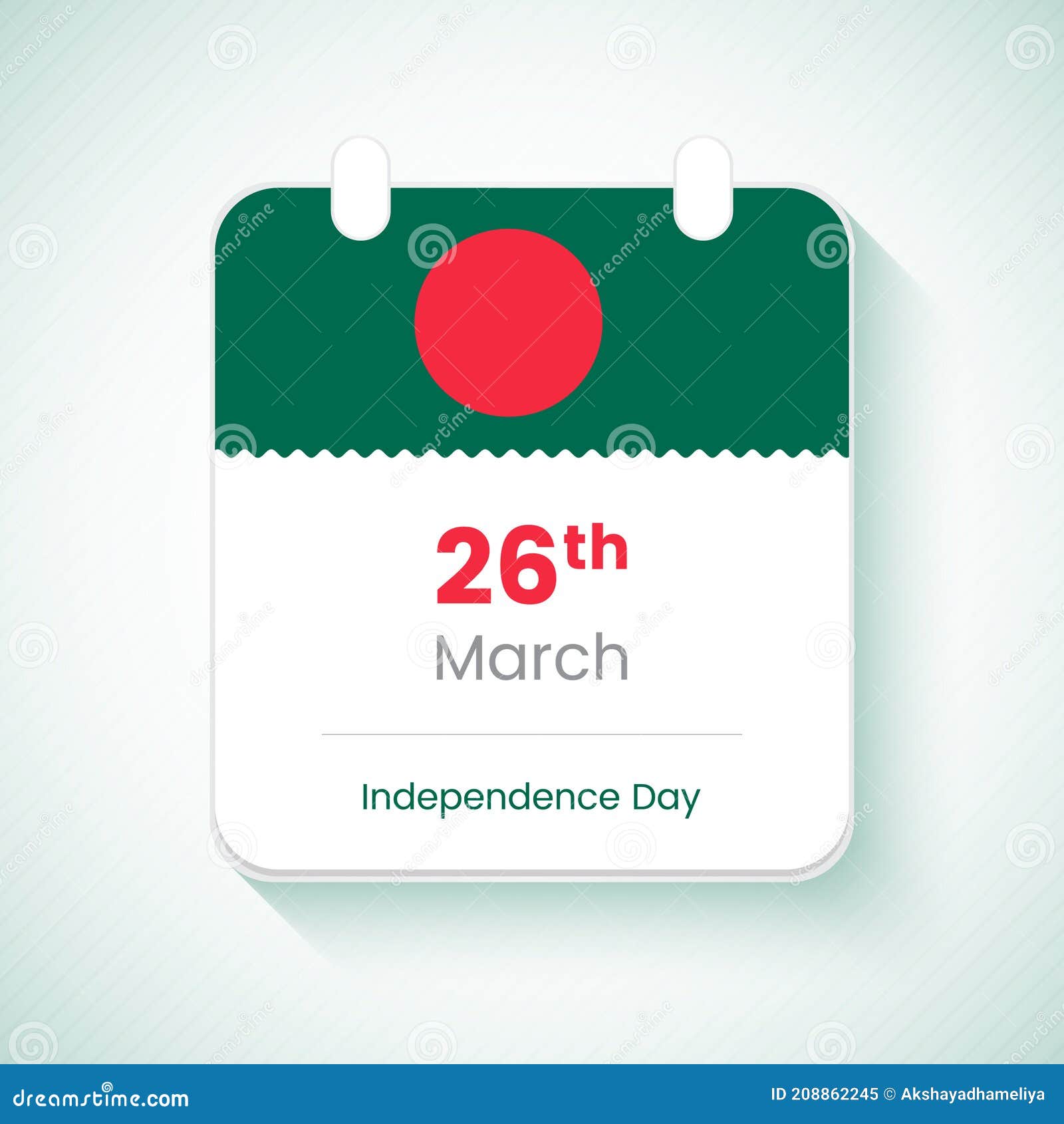 26th March Independence Day of Bangladesh. Classic Calendar Concept ...
