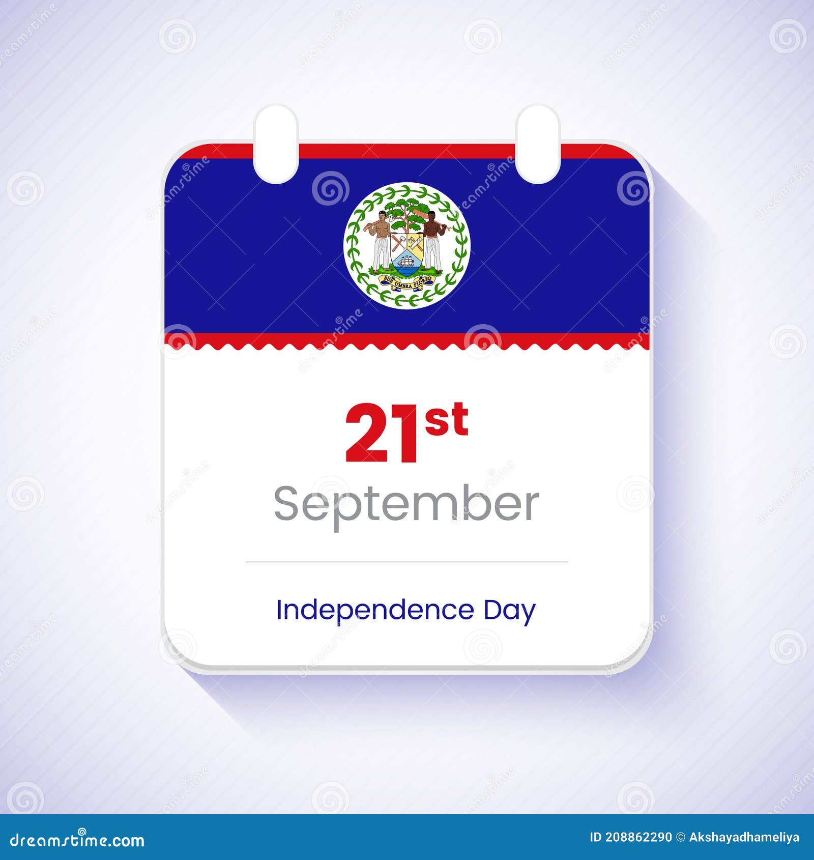 21st September Independence Day of Belize. Classic Calendar Concept ...