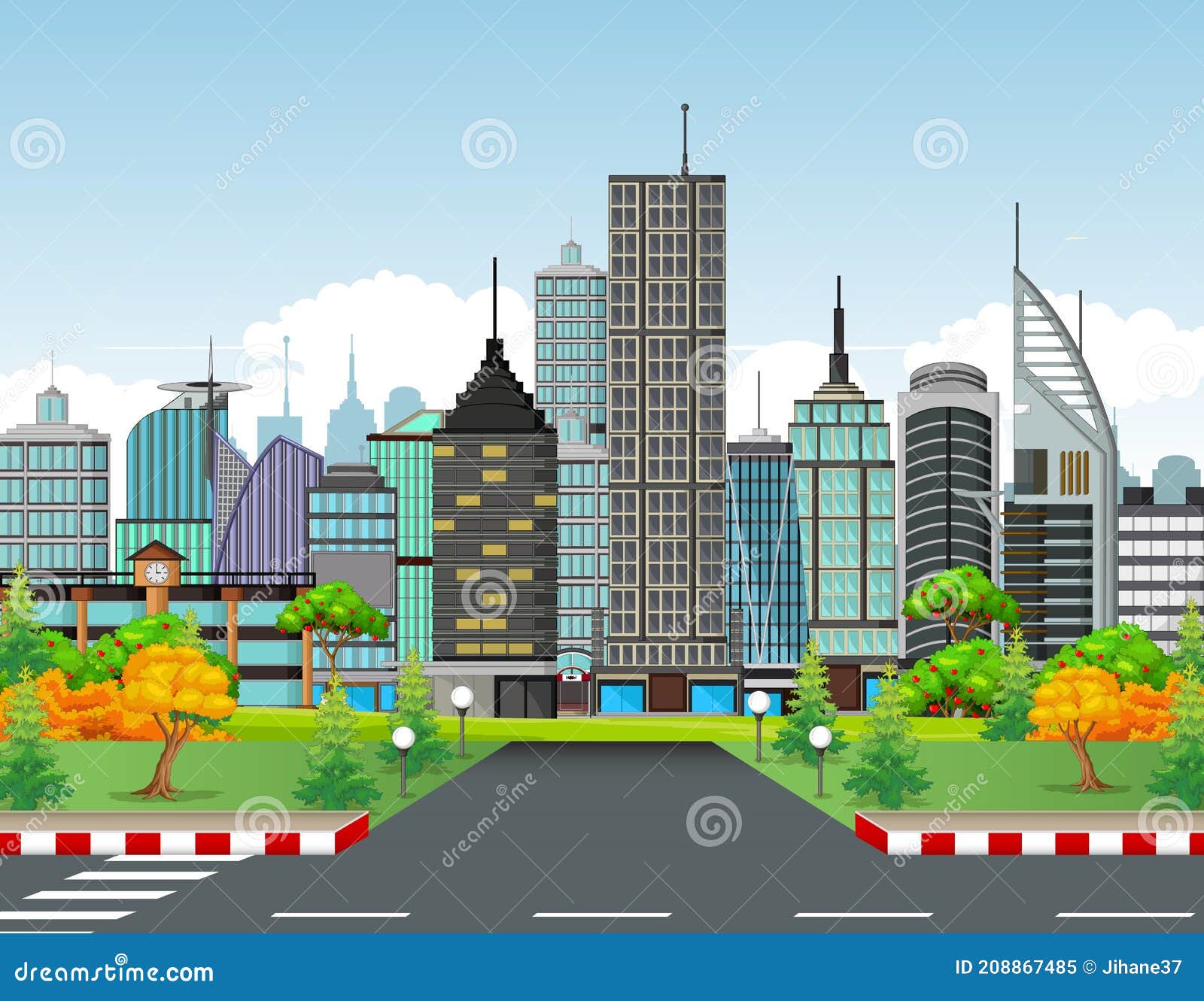 Beautiful and Clean City Setting Stock Illustration - Illustration of ...