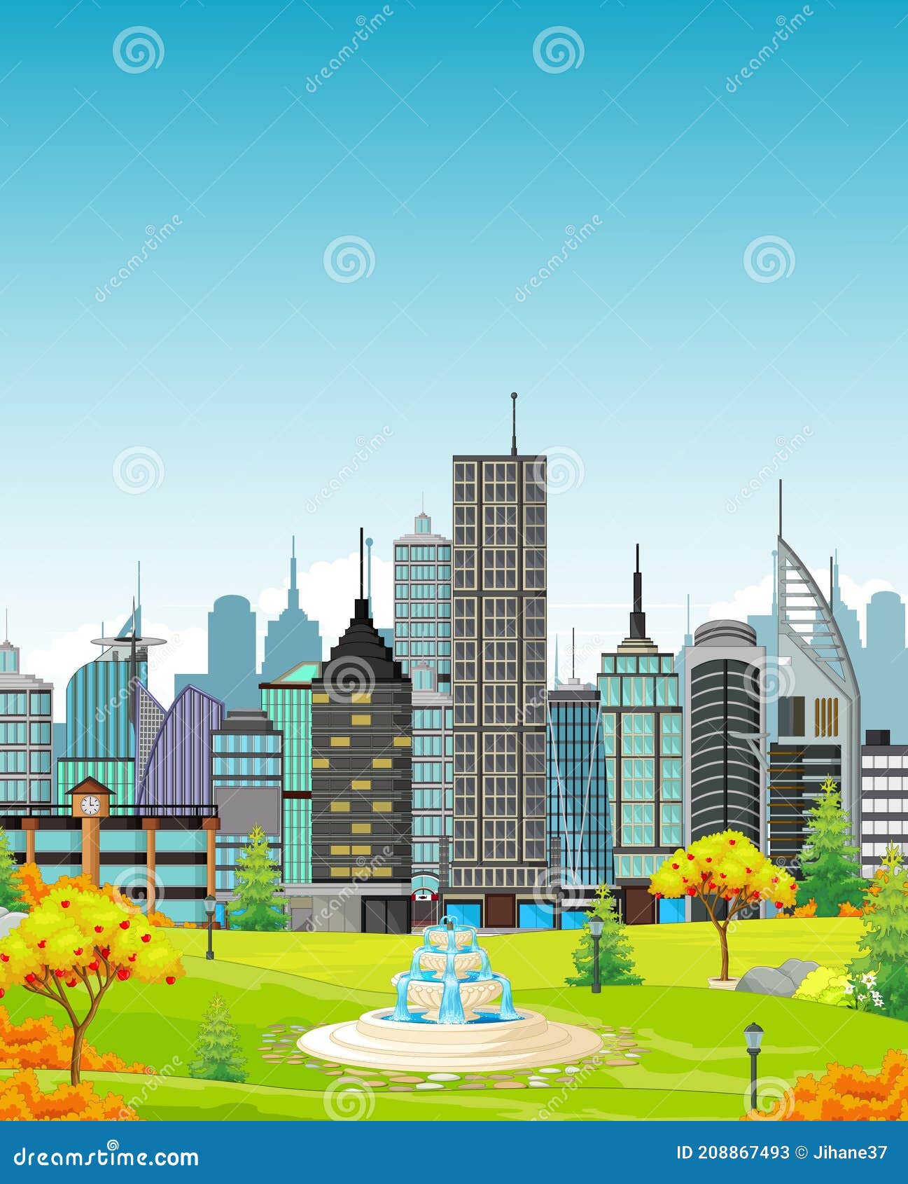 Beautiful and Clean City Setting Stock Illustration - Illustration of ...
