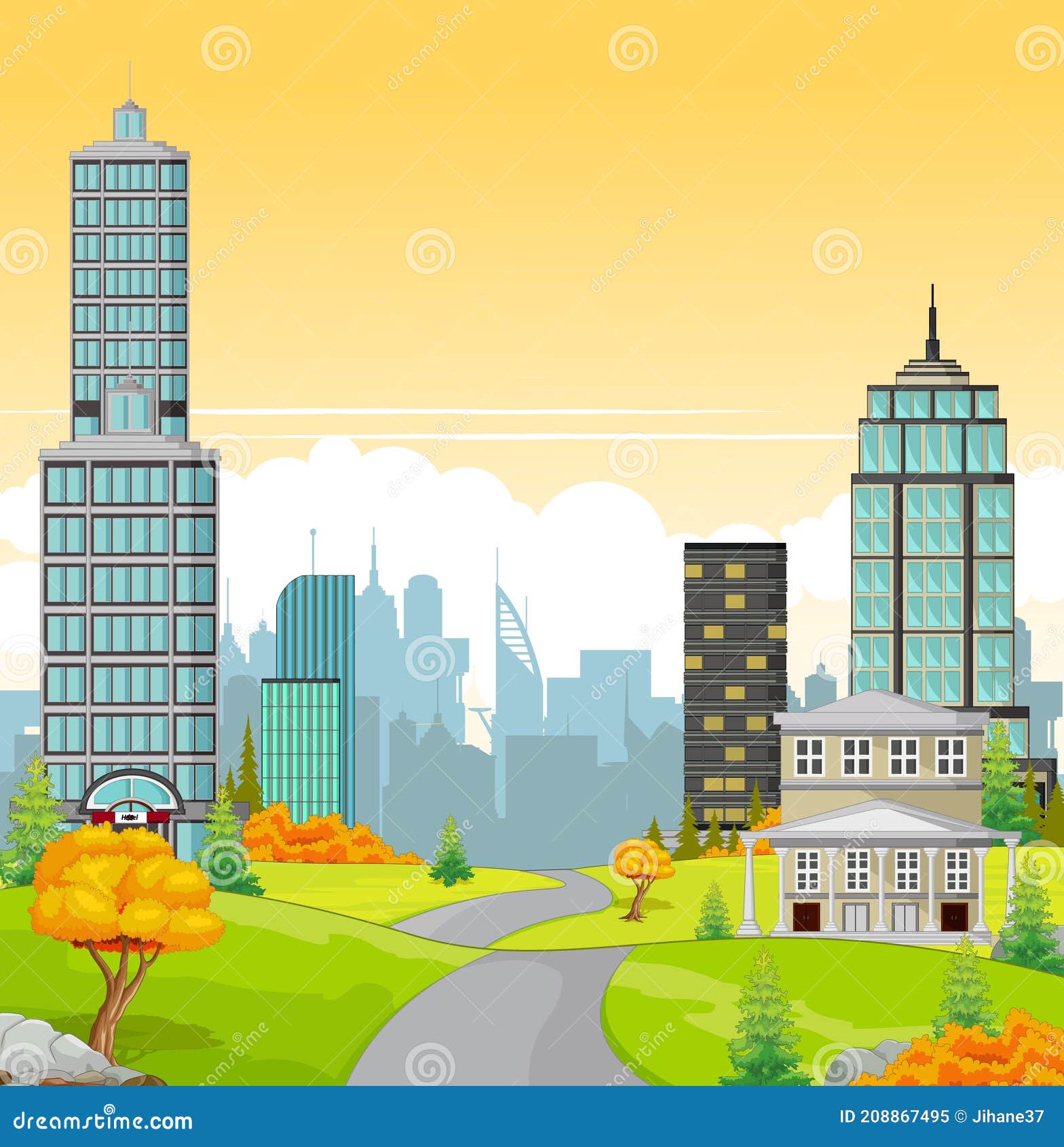 Beautiful and Clean City Setting Stock Illustration - Illustration of ...