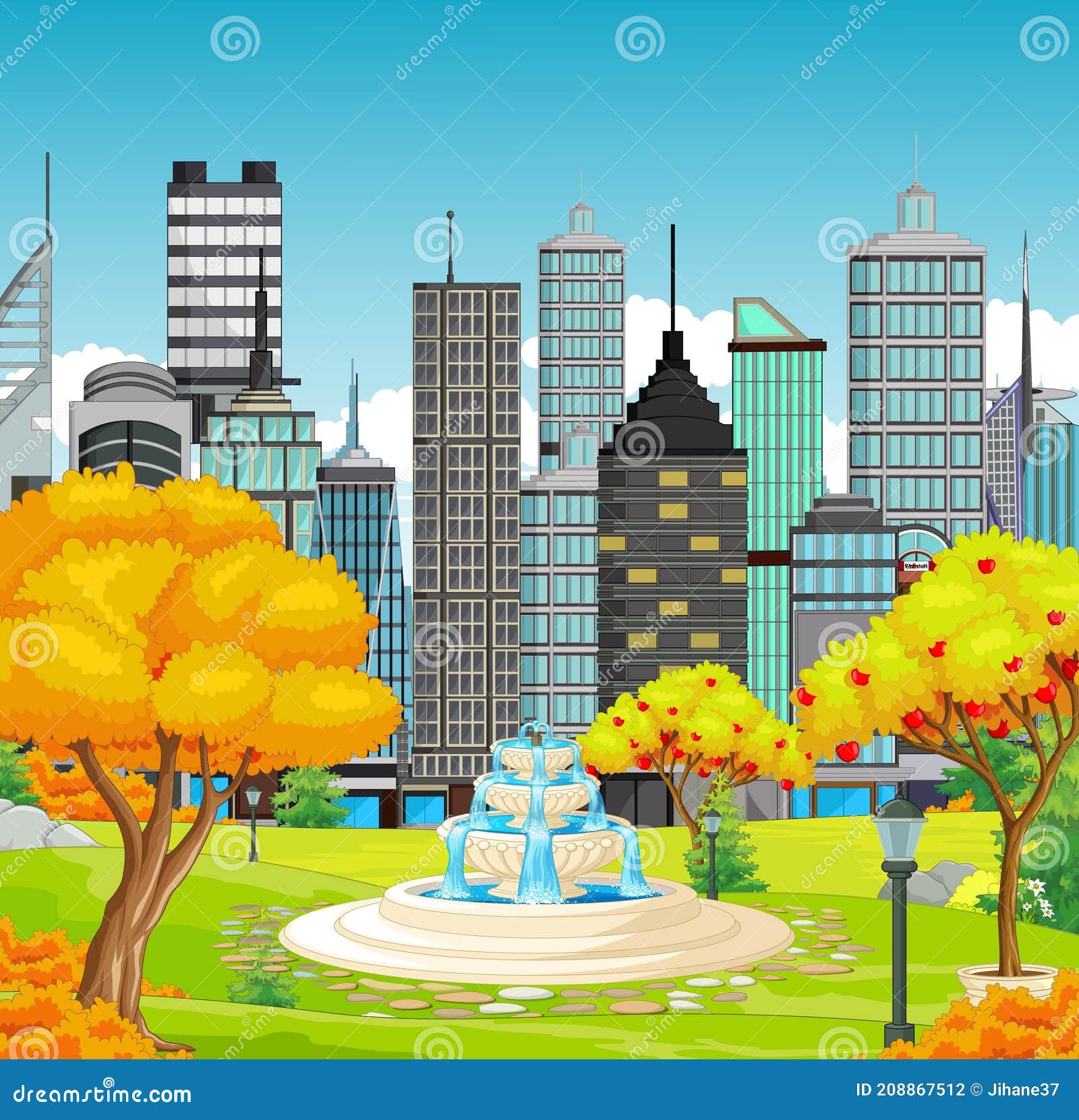Neat and clean city park stock illustration. Illustration of garden ...