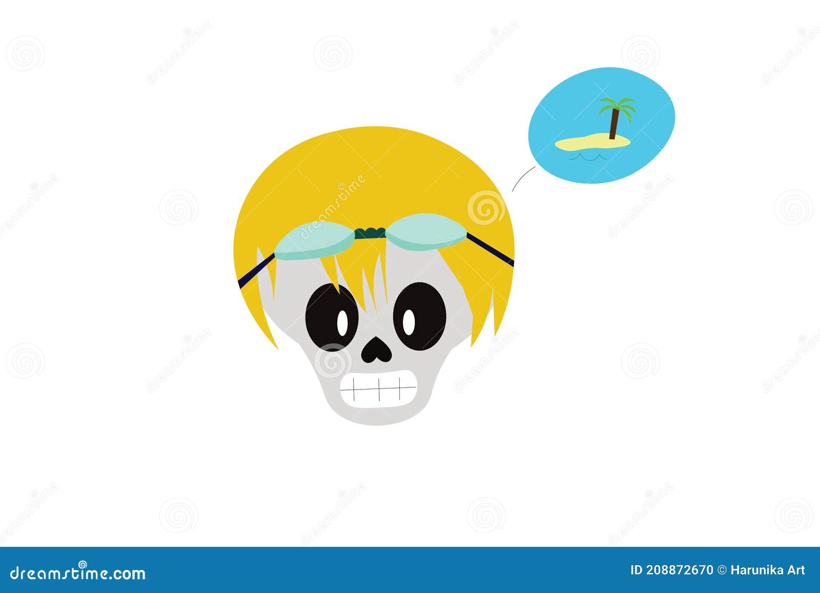 Skull Illustration with Swimming Goggles Stock Vector - Illustration of ...