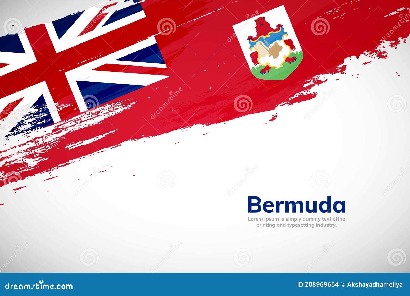 Bermuda Map With Drawn Lines And Blue Watercolor Illustration Stock ...