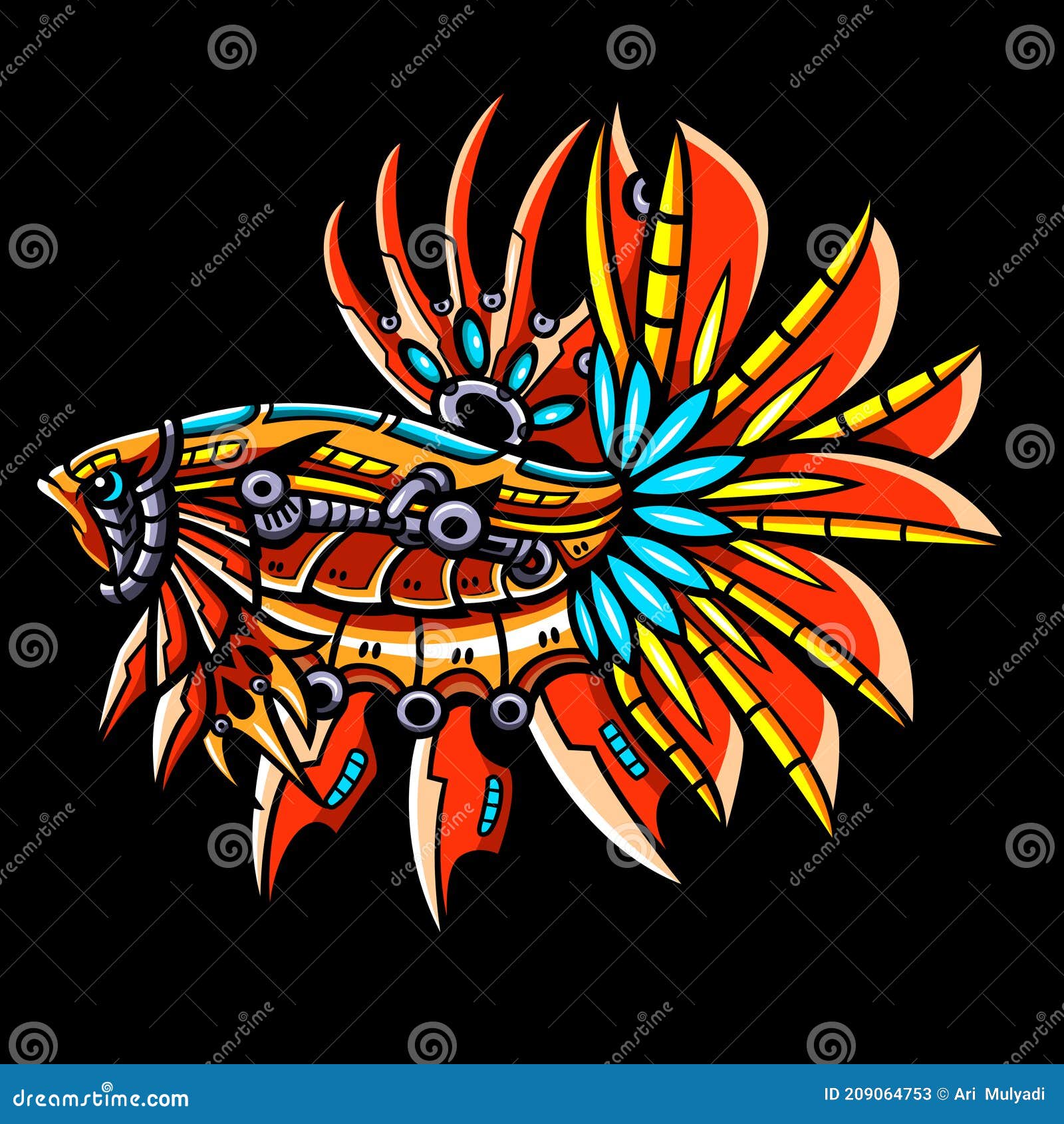 Betta Fish Mecha Robot Mascot. Esport Logo Design Stock Vector ...