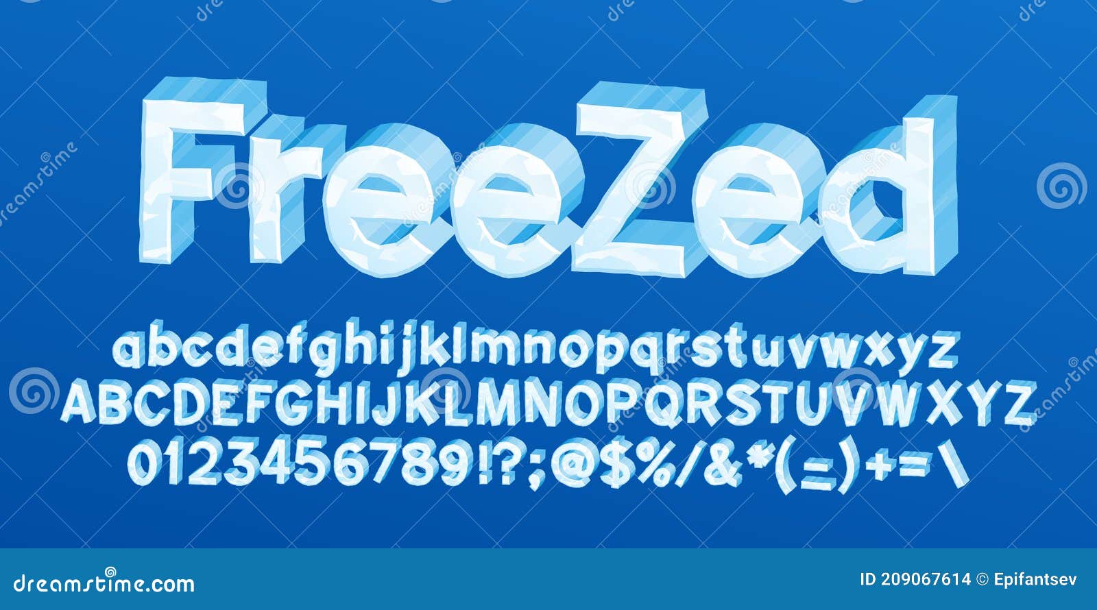 Freezed Alphabet Font 3d Cartoon Ice Letters Numbers And Symbols Uppercase And Lowercase