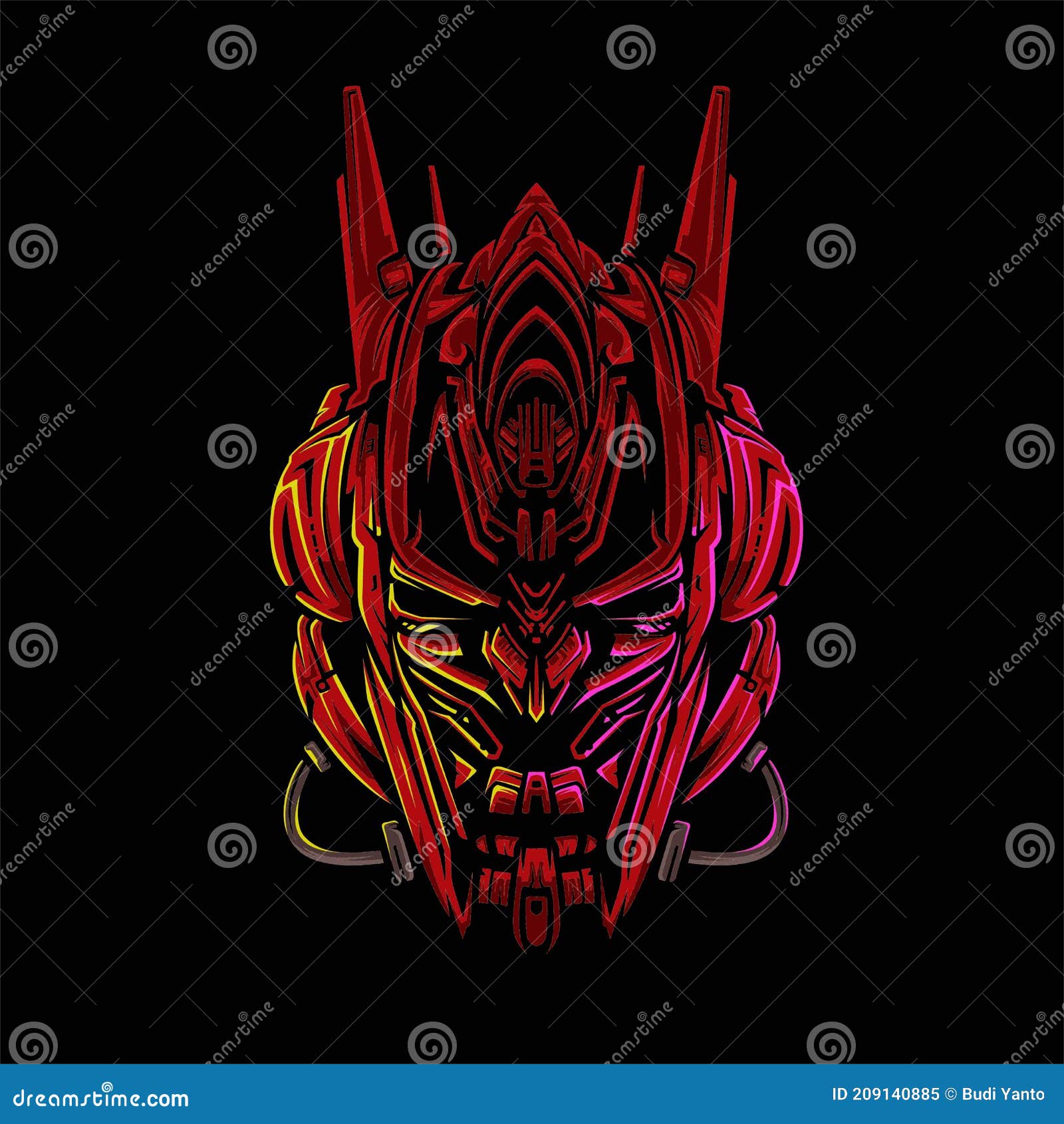 Design Vector Illustration Robot with Detailed with Background Black ...