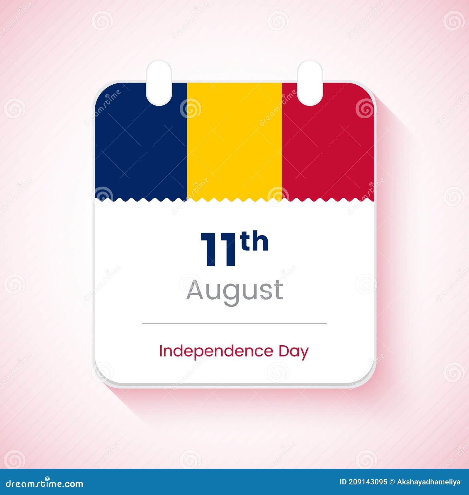 11th August Independence Day of Chad Calendar. Artistic Flat Concept ...