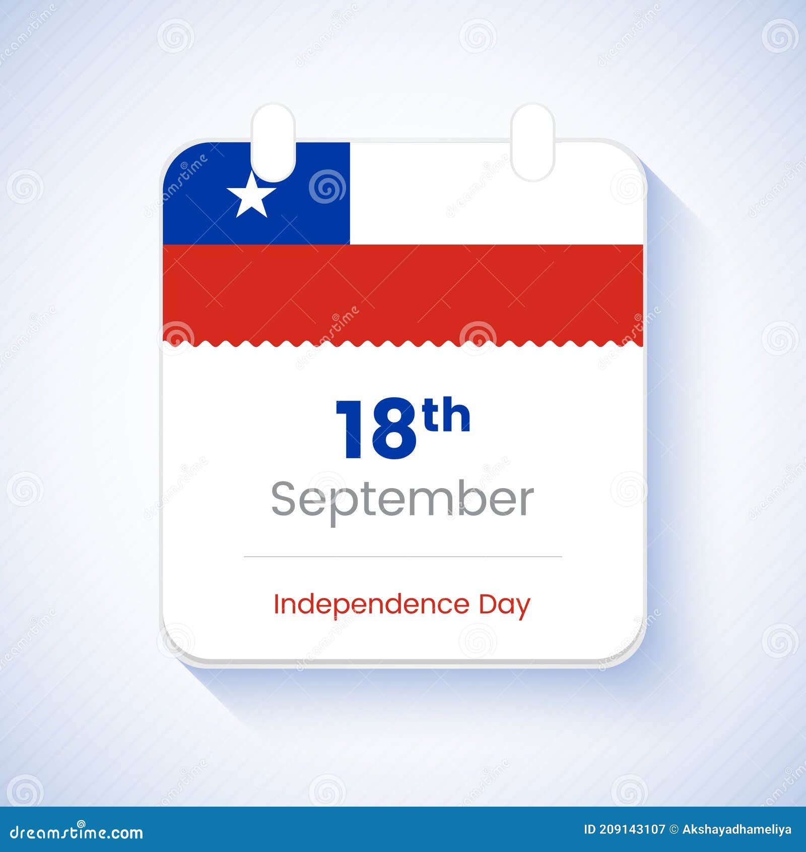 18th September Independence Day of Chile Calendar. Artistic Flat ...