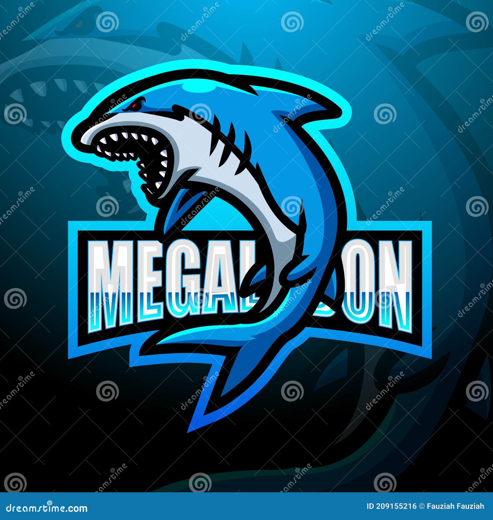 Megalodon Mascot Esport Logo Design Stock Vector - Illustration of ...