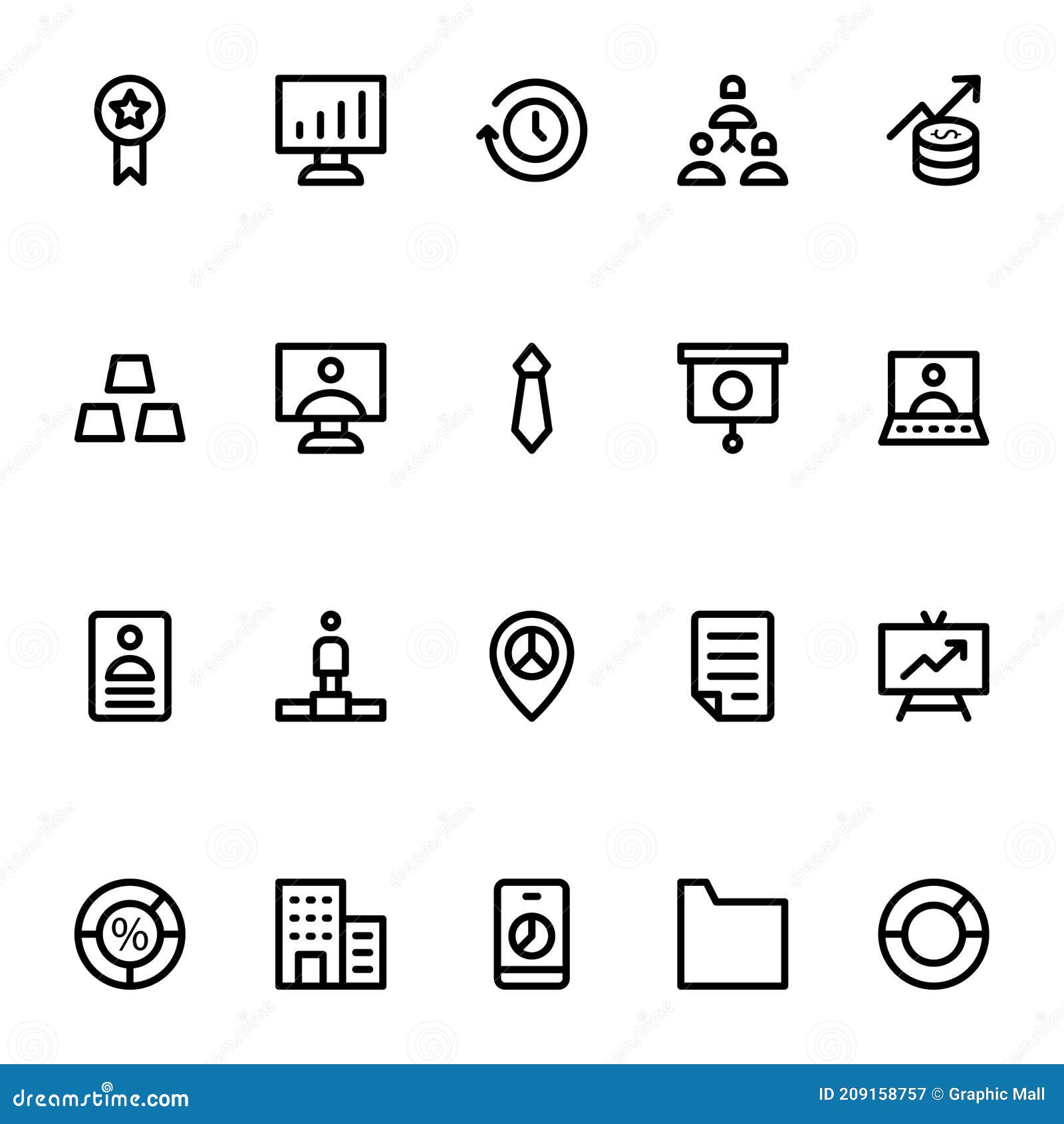 Black Outline Icons for Business. Stock Illustration - Illustration of ...