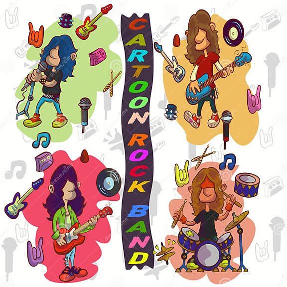 Cartoon Rock Band Music Art Vector Rock N Roll Stock Vector ...
