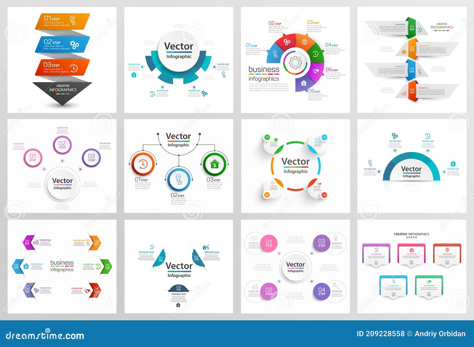 Collection of Business Infographic with Options Parts Steps Stock ...