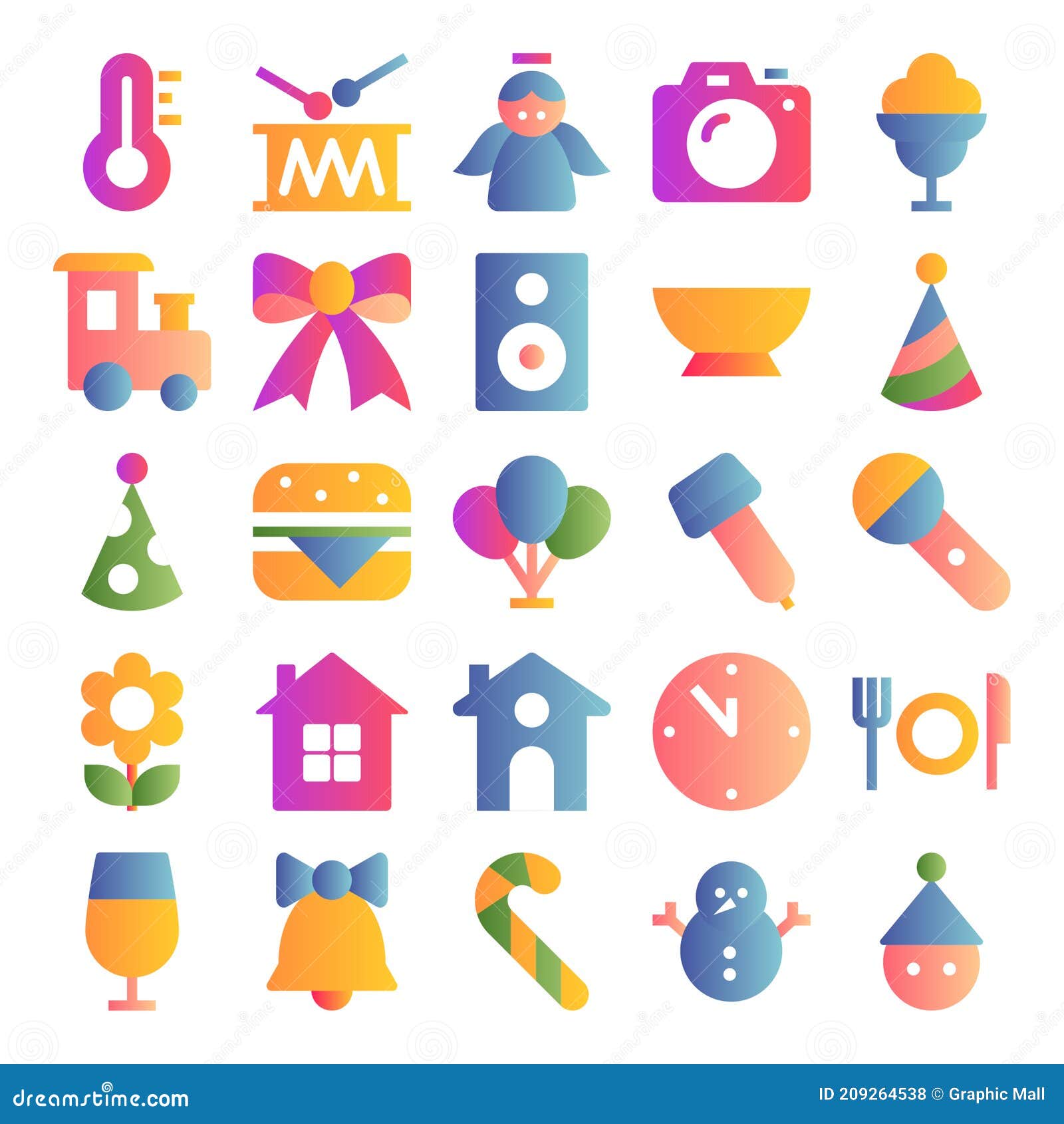 Gradient Color Icons for Christmas and Easter. Stock Vector ...