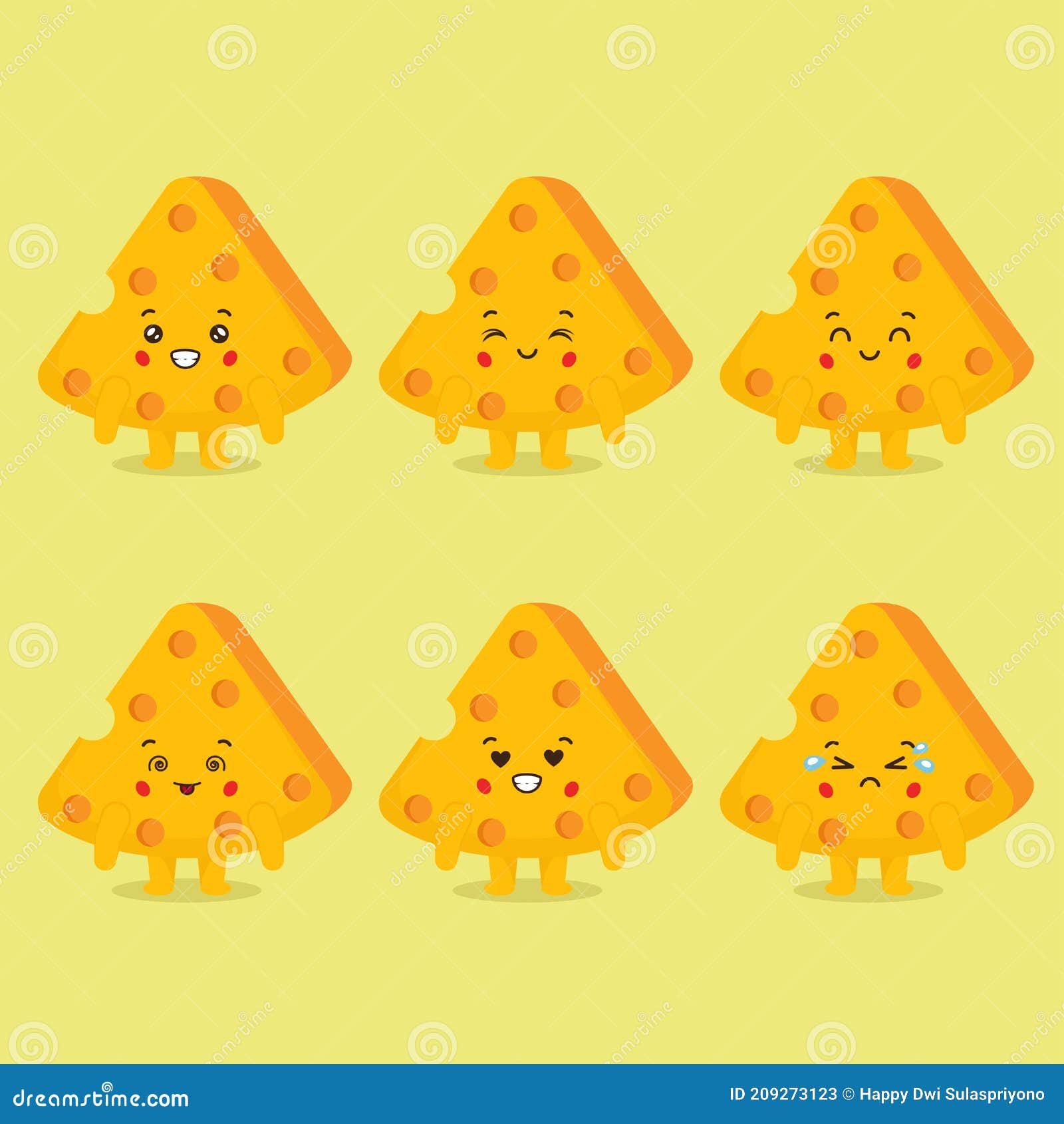 Cute Cheese with Various Expression Stock Vector - Illustration of ...