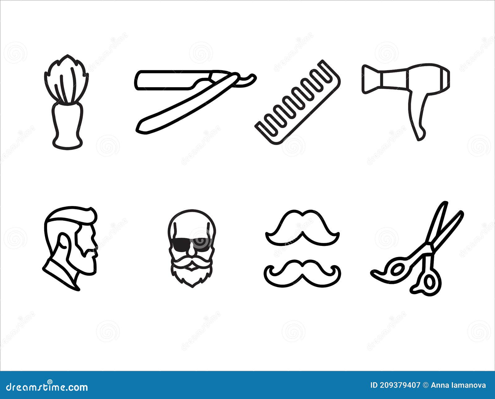 Barbershop Icons Set. Barber Symbol Silhouettes Stock Vector ...