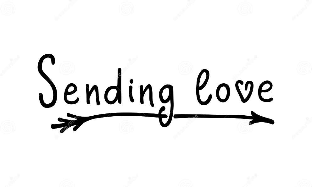 Sending Love Handwritten Quote with Arrow and Heart Stock Vector ...