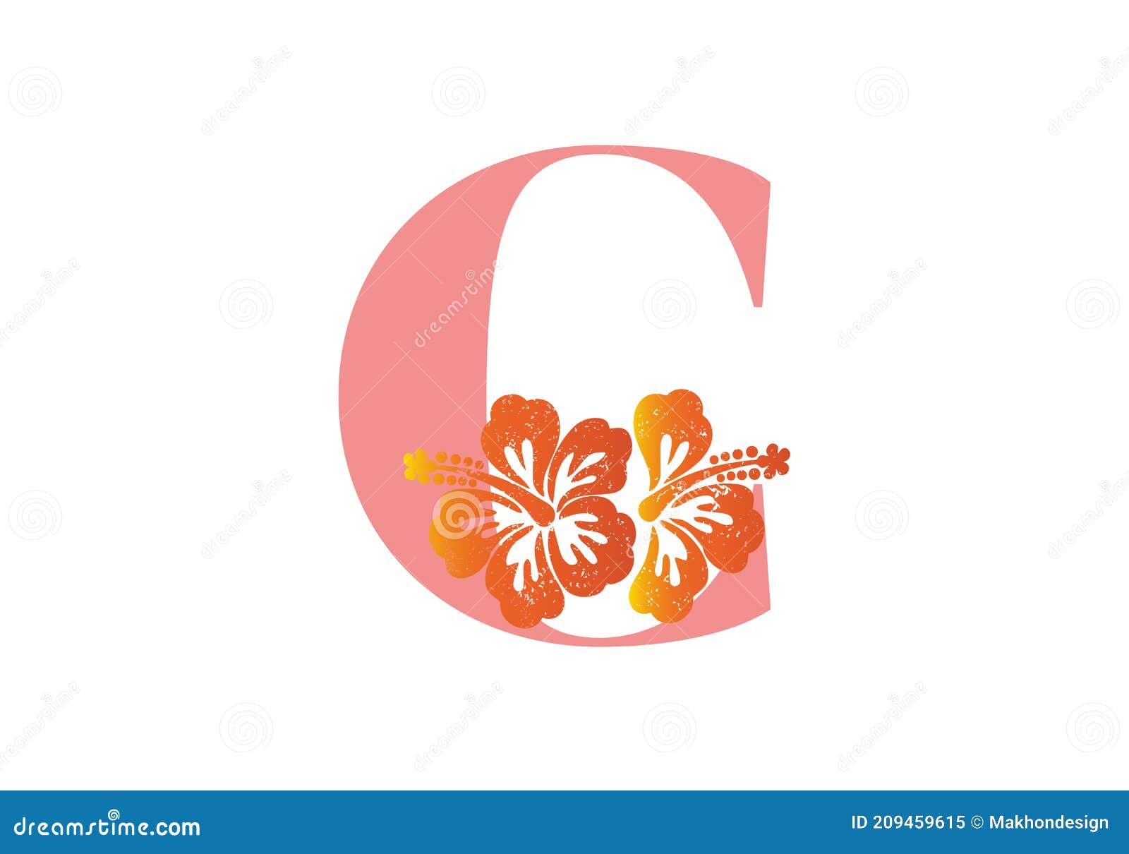 Monogram Initials Letter C with Hibiscus Flower on White Background ...